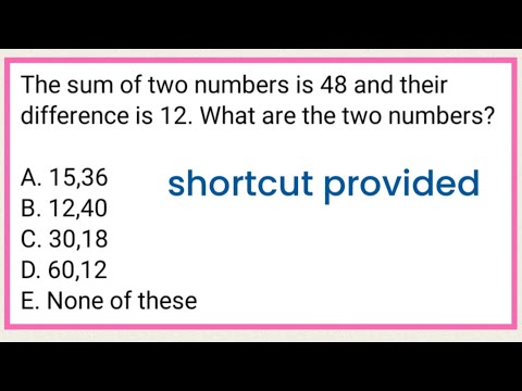 The SUM of two numbers is 48 and their difference is 12. What are the two numbers?