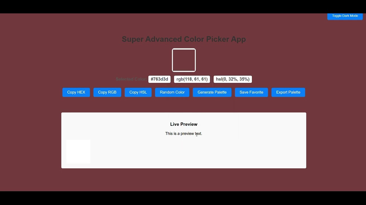 generating colour picker app in html css and javascript