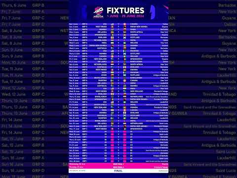 T20 world cup schedule 2024 | #t20worldcup2024 #worldcup #worldcupfixtures