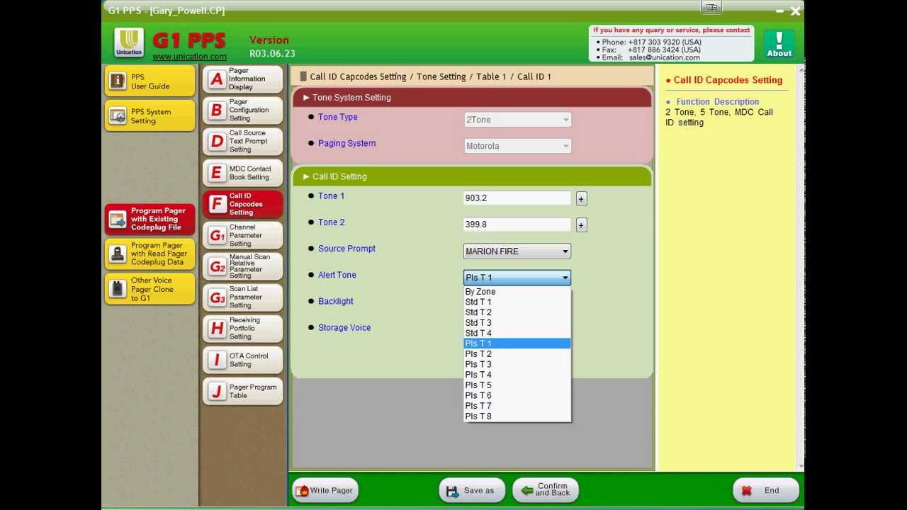 Short Unication G1 Pager Programming Software Overview