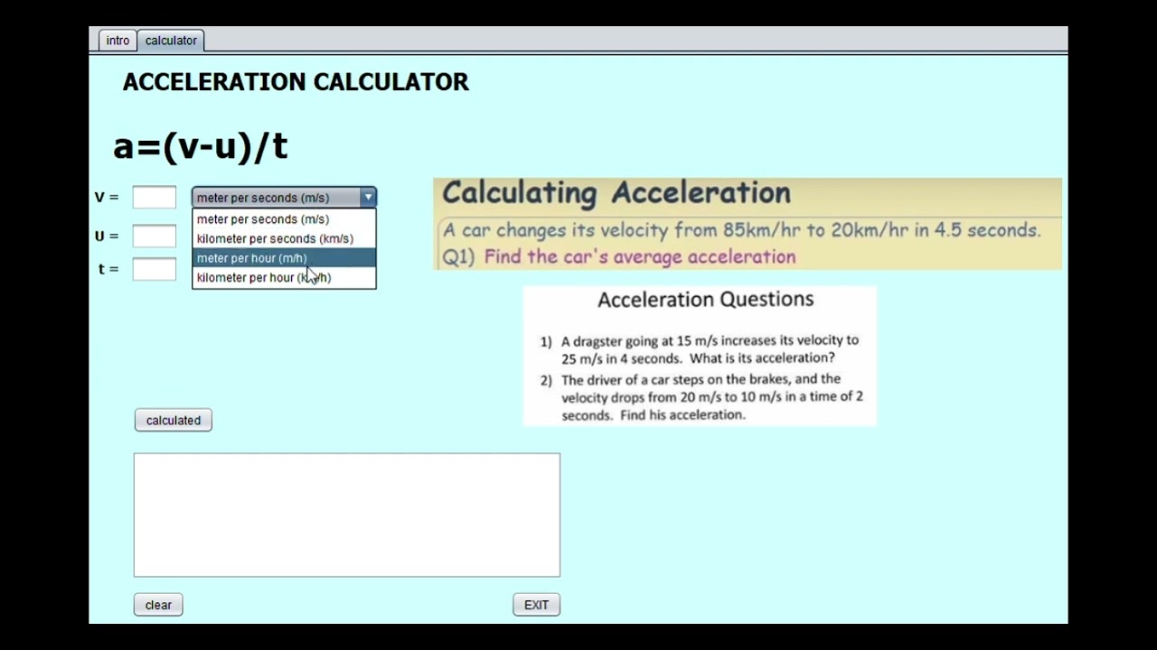 JAVA GUI PROGRAM ACCELERATION CALCULATOR