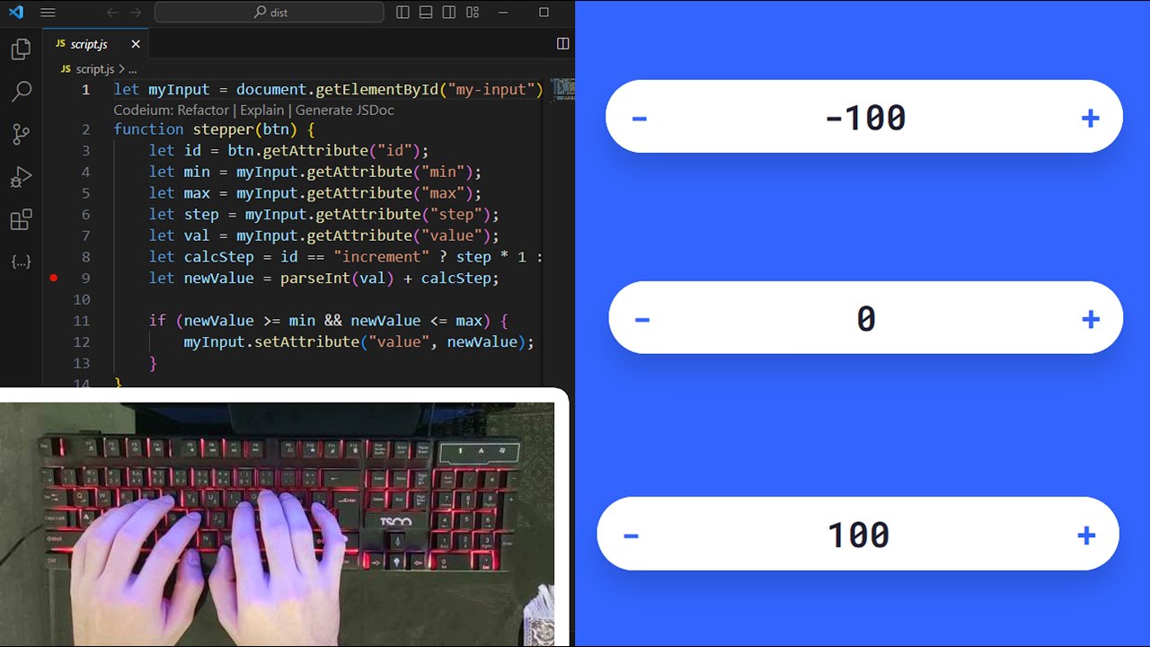 Input Number Steppers: HTML CSS and JavaScript Tutorial