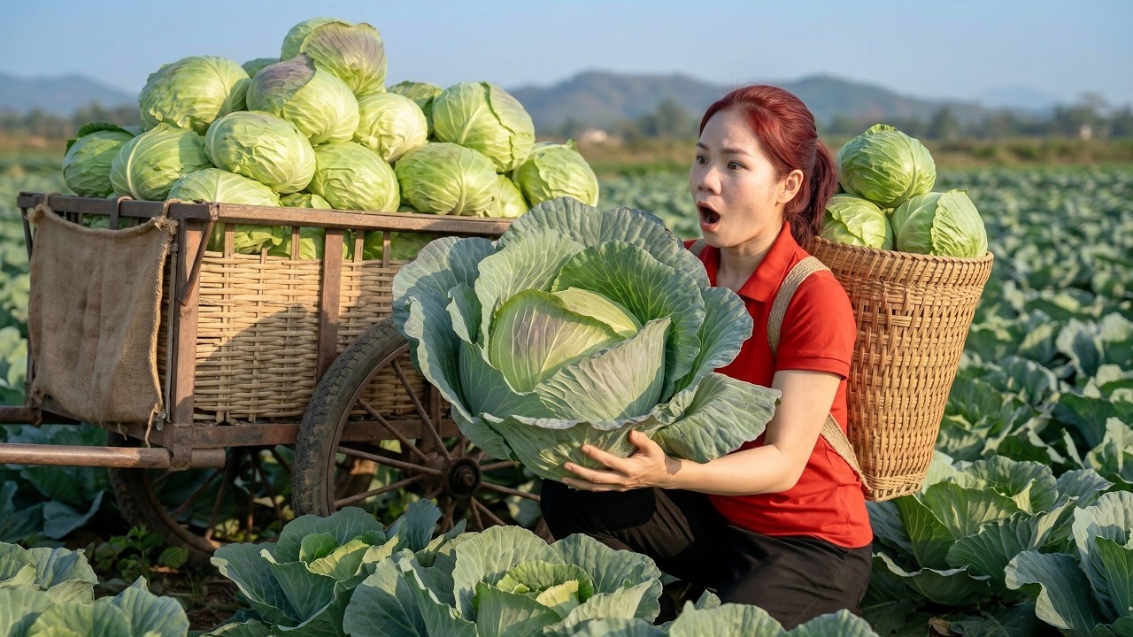Harvesting 1000+kg of Cabbage | Massive Cabbage Harvest to Market | Hana Market