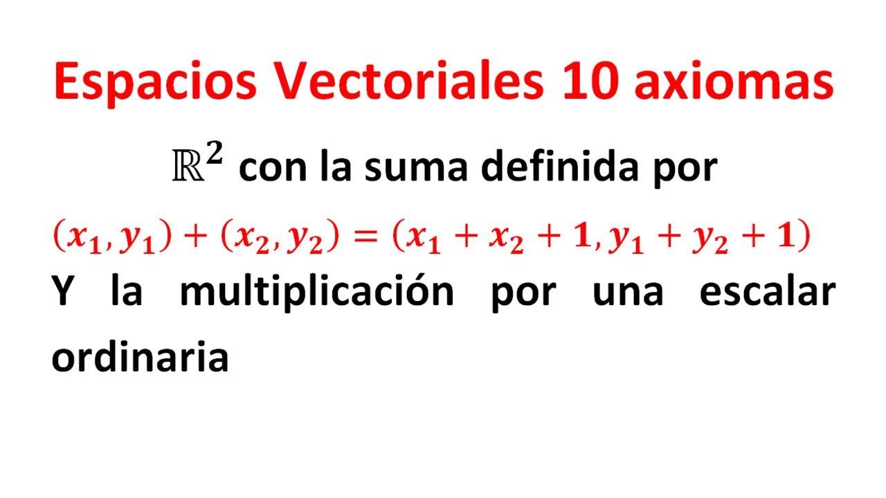 ESPACIOS vectoriales ejercicios RESUELTOS 10 AXIOMAS  Espacio Vectorial r2