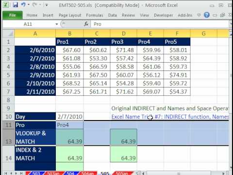 Excel Magic Trick #505: INDIRECT function 2-Way Lookup Date Trouble