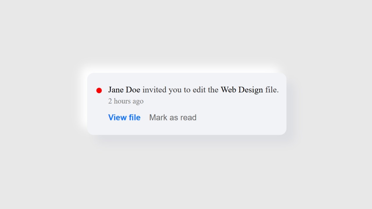 Facebook Style Notification Card UI Design | HTML CSS Beginner Friendly