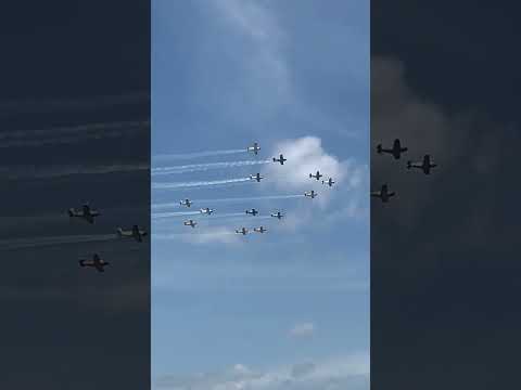 13 T34’s fly by at Dayton Air Show! #daytonohio #airshow #t34 #aviation #fyp #usa