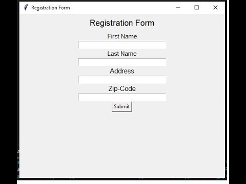 How To Create A Simple Registration Form Using Tkinter Python Part 1