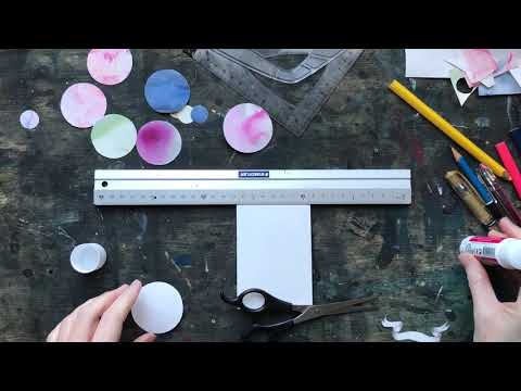 Planets, watercolor and collage, creative process