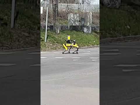 Quadruped robot taking a walk in Oslo, Norway. 2023