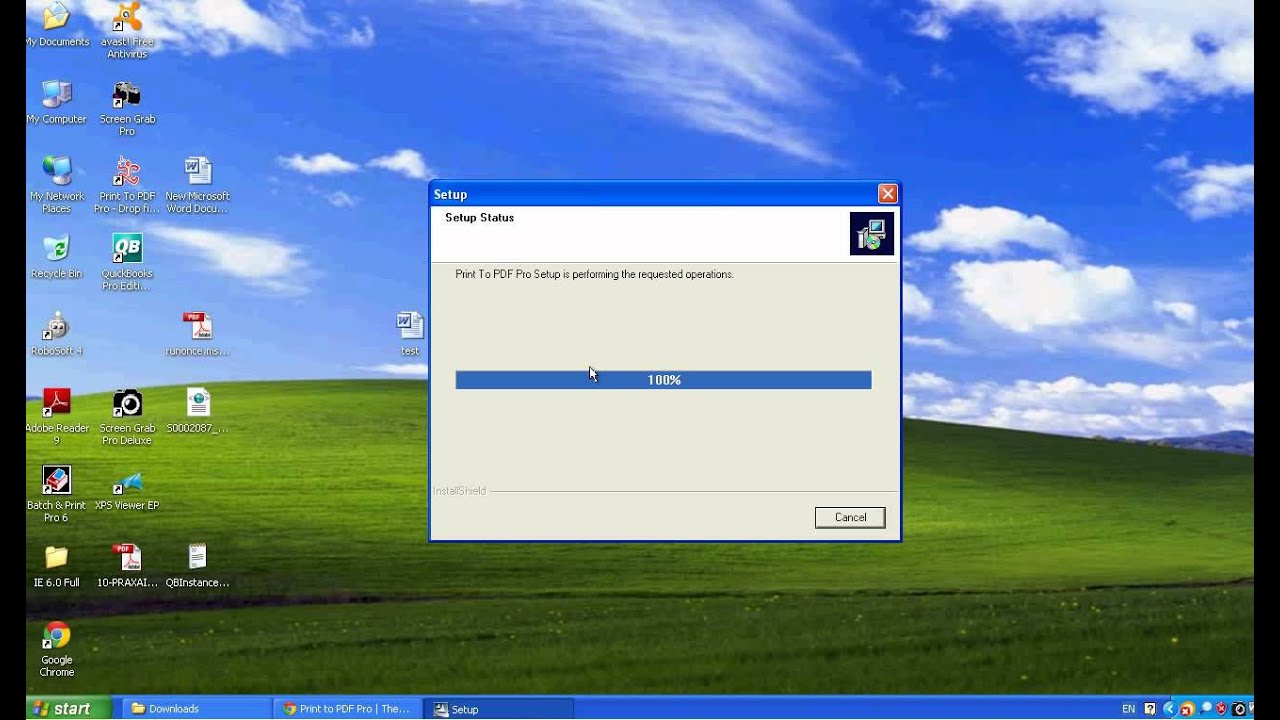 Print to PDF Pro Installation and test on Windows XP sp3