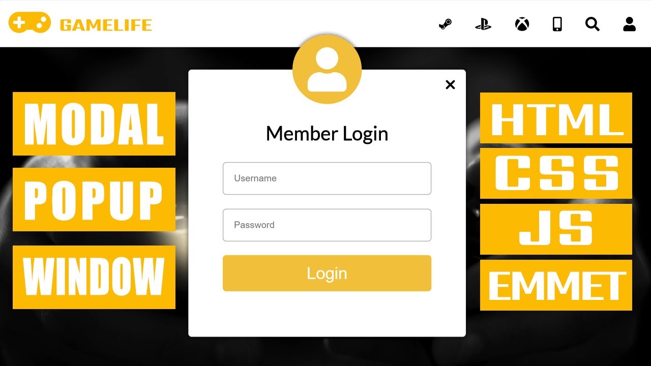Popup modal window | HTML, CSS & JS | Emmet