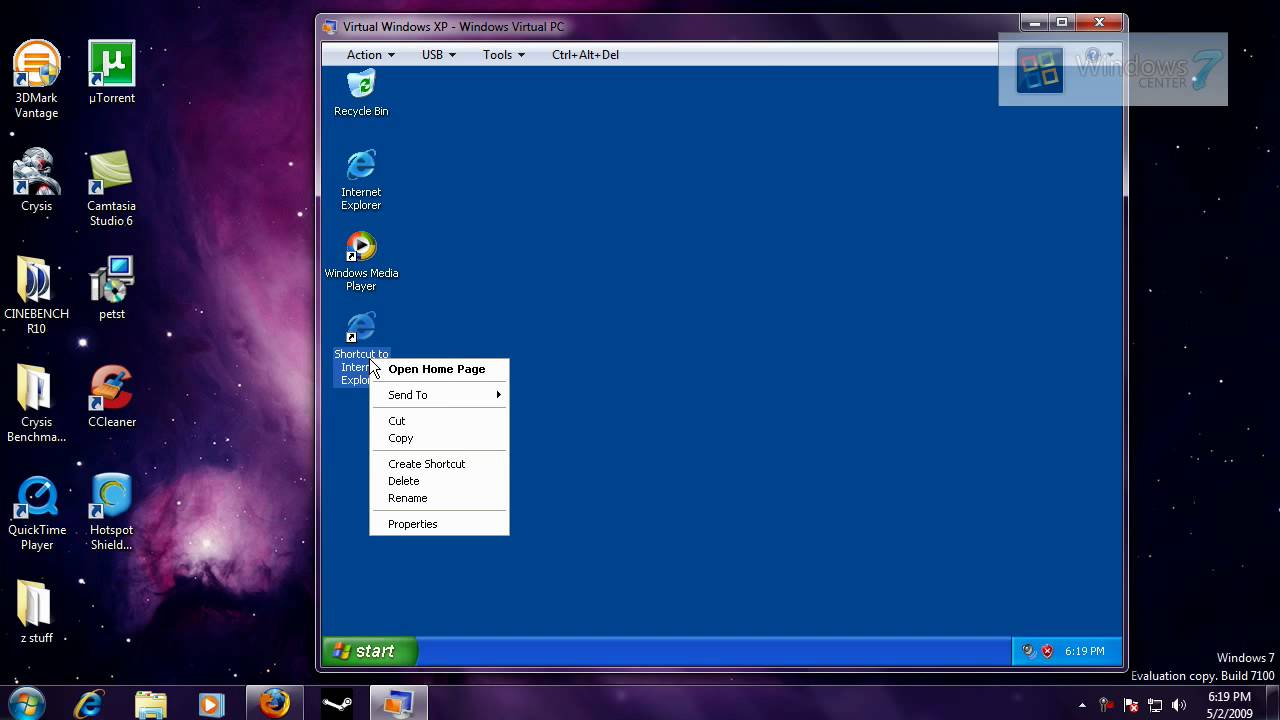 Demonstrating Windows XP mode in Windows 7