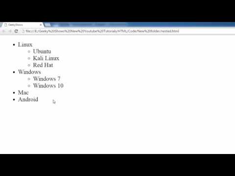 Learn 38 Unordered Nested List in HTML Hindi - Mind Luster