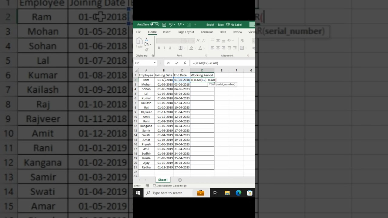 Calculate month between two dates #exceltricks #Excell #viral #exceltips #Excel