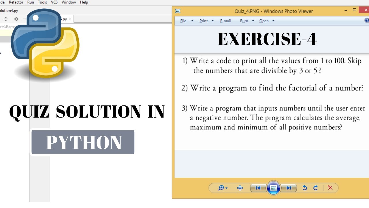 #25 Python Tutorial for Beginners | Quiz_4 Solution | python exercise solution