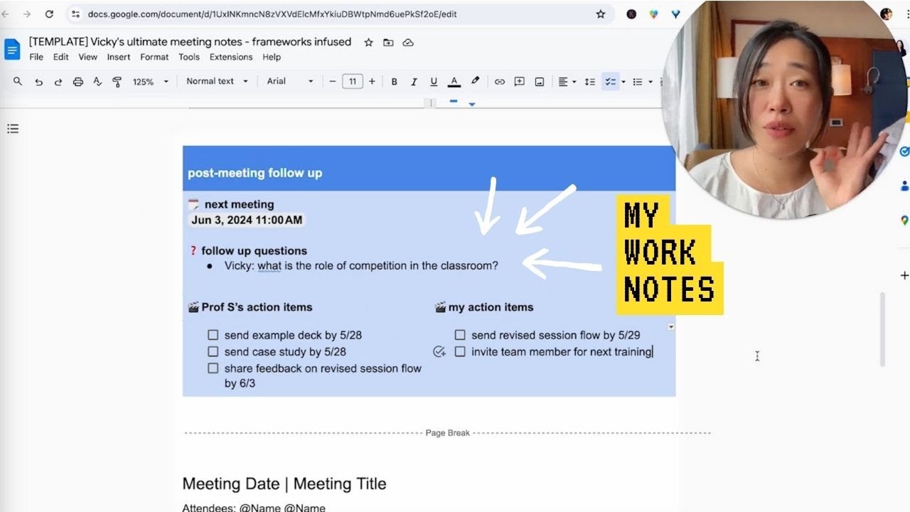 Mastering Note Taking at Work: A Framework-Infused Template | Galaxy.ai