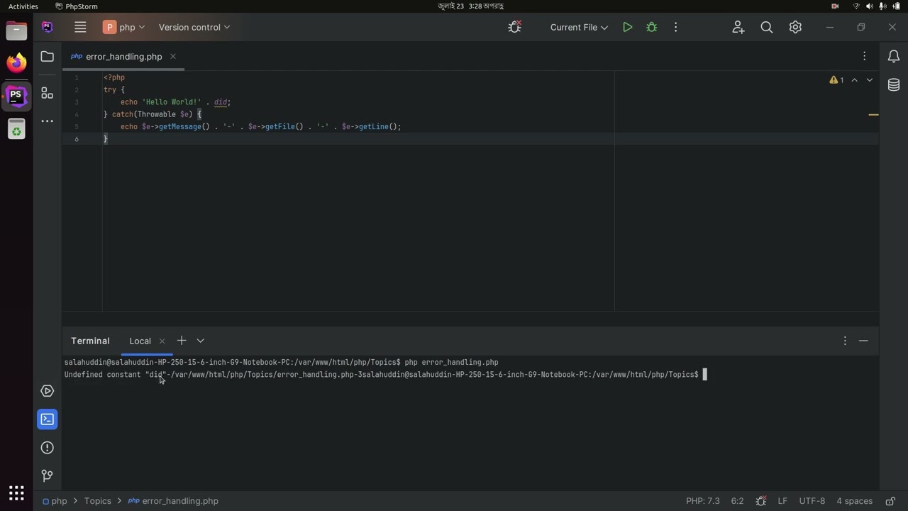 PHP Tutorials: How to handle error with try catch in php