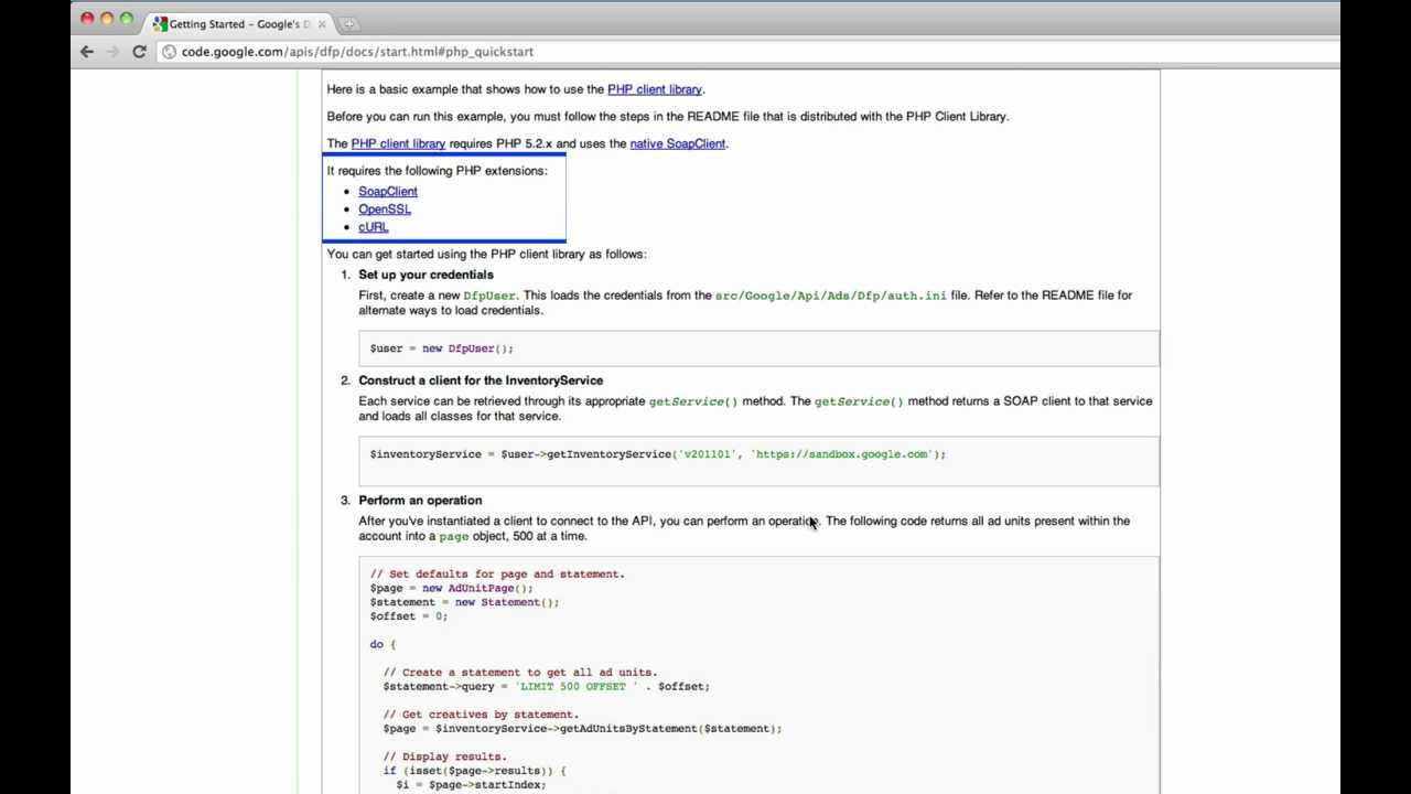 Getting Started with the PHP Client Library for DoubleClick For Publishers API