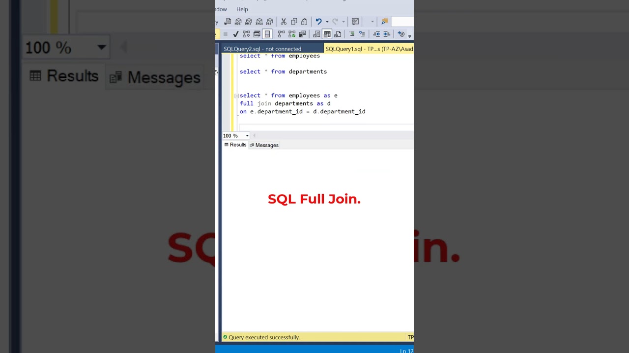 #SQL Full Join Example. #datascience #programming #coding #sqltutorial