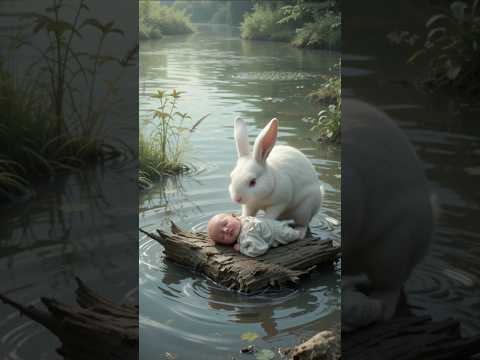 THE RABBIT AND THE BABY IN "THE JOURNEY OF SURVIVAL" πΌπ° #ai #animation #cartoon #funny #shorts