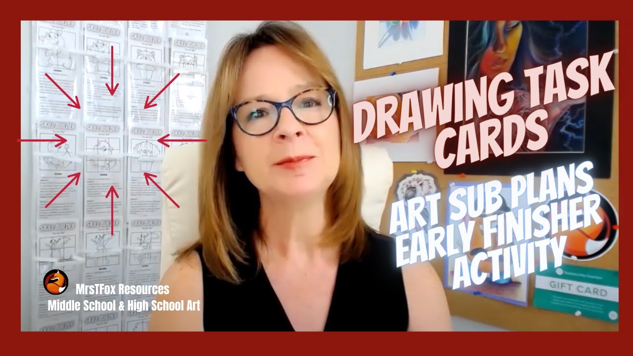 Grid Drawing Task Cards Middle School or High School Art