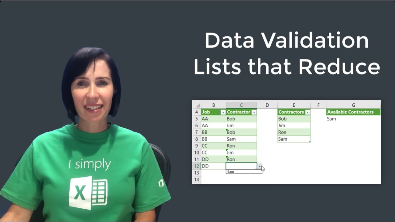 Excel Reducing Data Validation List
