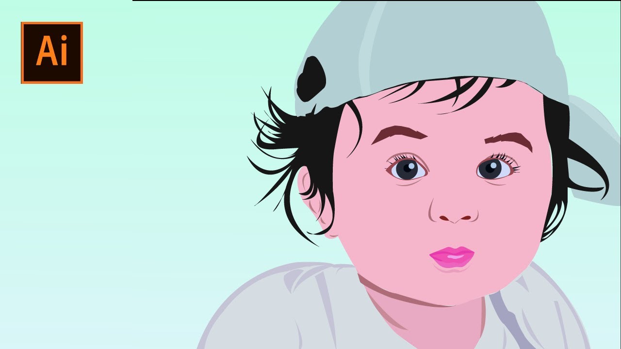 Tutorial Vector Portraits - Cute Baby  (Using Adobe Illustrator)
