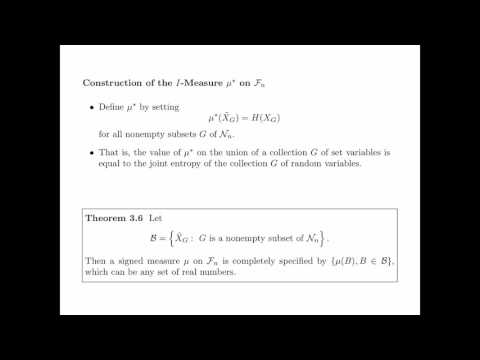 Chapter 3 The I-Measure - Section 3.3 B Construction of the I-Measure µ*