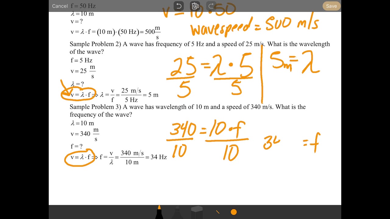 Wave Speed Equation Practice Problems
