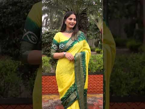 Yellow Pure Hand Bandhej bandhani saree | Rs. 2,030/-