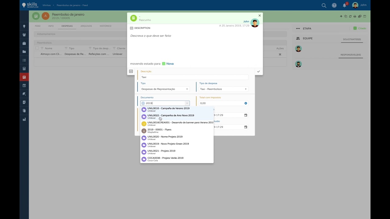 Skills Workflow - 3 - Despesas