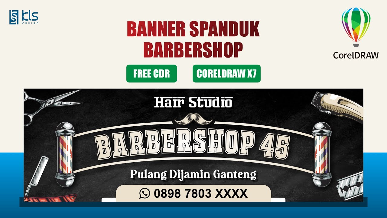 Free CDR - Cara Membuat Desain Banner Barbershop #klsdesign