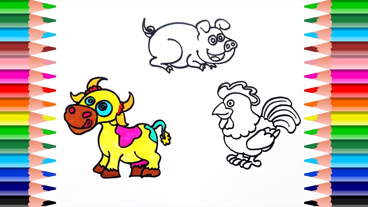 Cute Animal Coloring Pages. Drawing for children. How to Draw Animals