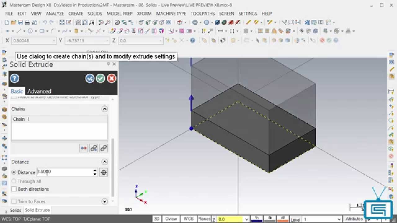 Mastercam X8 - Solids: Live Preview Option - Cimquest 2 Minute Tuesday