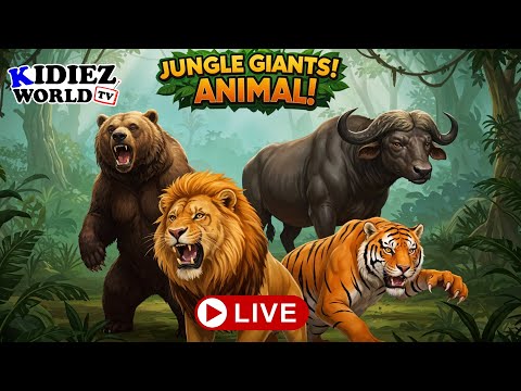 Powerful Jungle Animals for Kids | Lion, Bear, Buffalo, Tiger Live Adventure