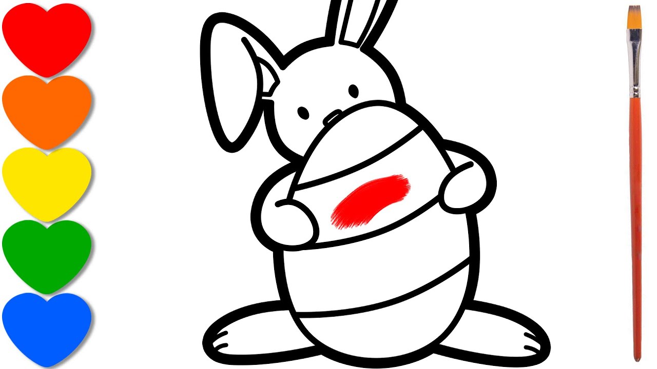 Easter Bunny coloring and drawing for kids, toddlers