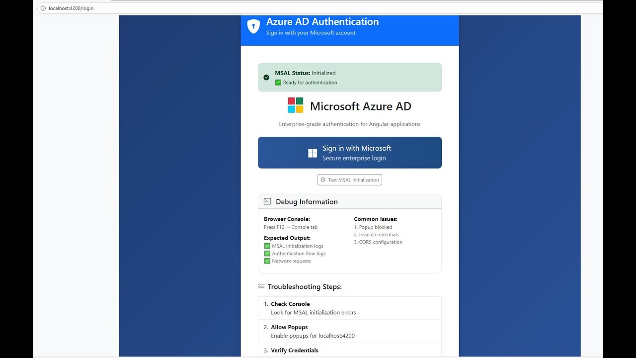 Azure AD Login in Angular 20+ (2024) | MSAL Authentication Full Project | Bootstrap UI