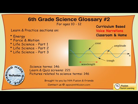 6th Grade Science Glossary # 2 : Learn and Practice Worksheets for home use and in school classrooms