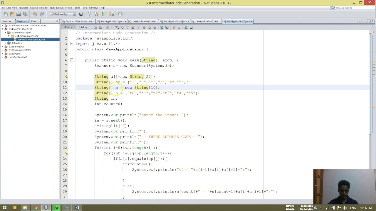 Ex10 Intermediate Code generation