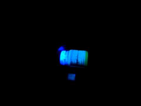 Phosphorescence in liquid nitrogen after exposure to UV-C light
