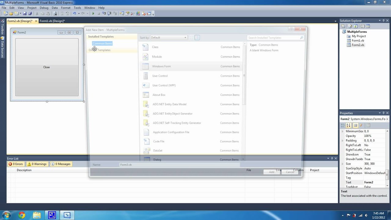 Visual Basic for Beginners #3: Working With Multiple Forms (re-upload)