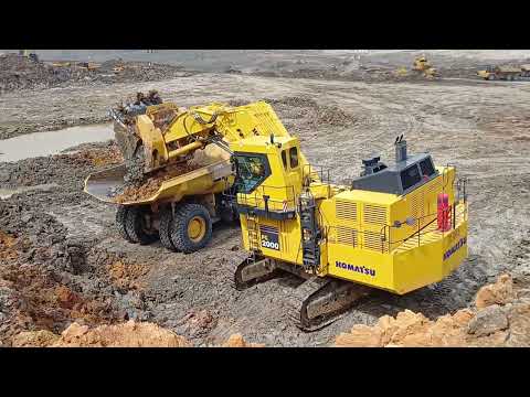 Komatsu PC2000 Front shovel x HD785 Top soil Loading on Mining coal #alatberat #komatsu #caterpillar