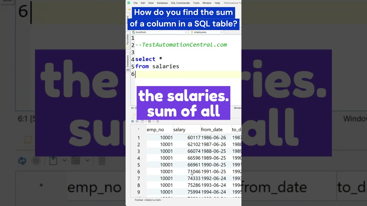 SQL Interview Question - How To Find The Sum of a Column in a SQL Table? #sqlqueries #sql