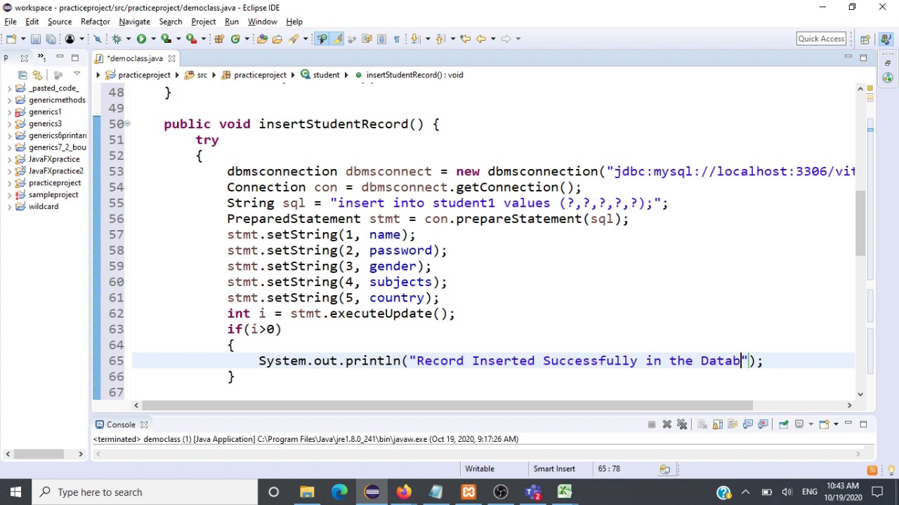 Demo of JavaFX Application using JDBC - MYSQL Database.