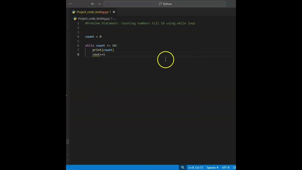 Counting numbers from 1 to 10 in Python using while loops  #programming #python #pythonprogramming