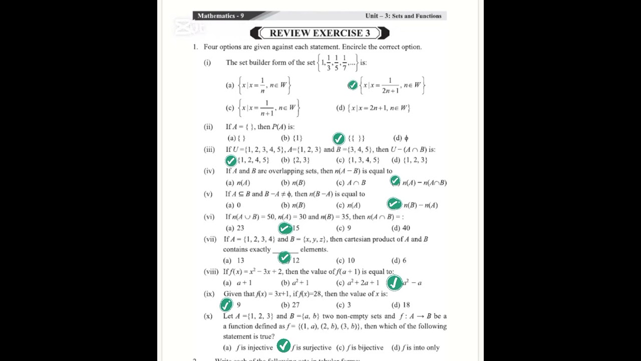 Mcqs Chapter No 3 Class 9th new Math book #maths #education #mathguide