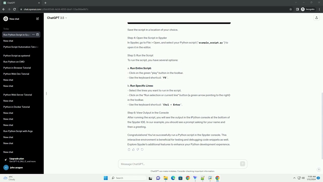 run python script in spyder console