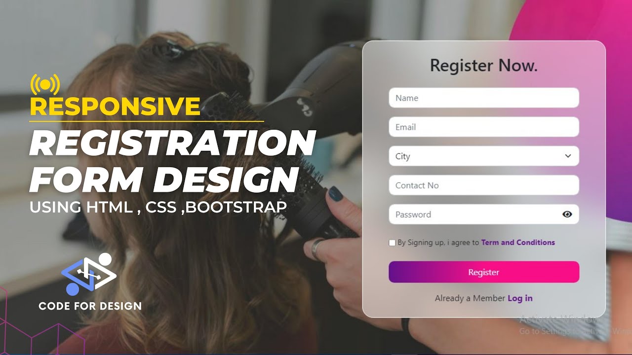 Responsive Form Design complete detail | HTML , CSS , Bootstrap v5 | code for design