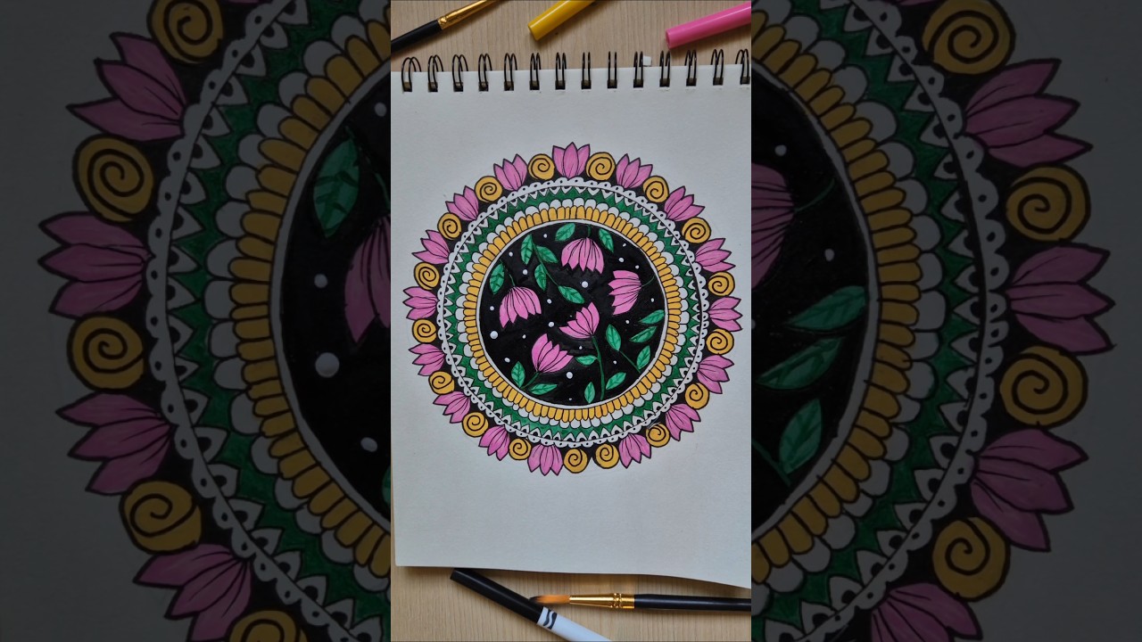 Lotus Mandala 🪷 #art #mandalaart #drawing #painting #lotus #flowers #colorful